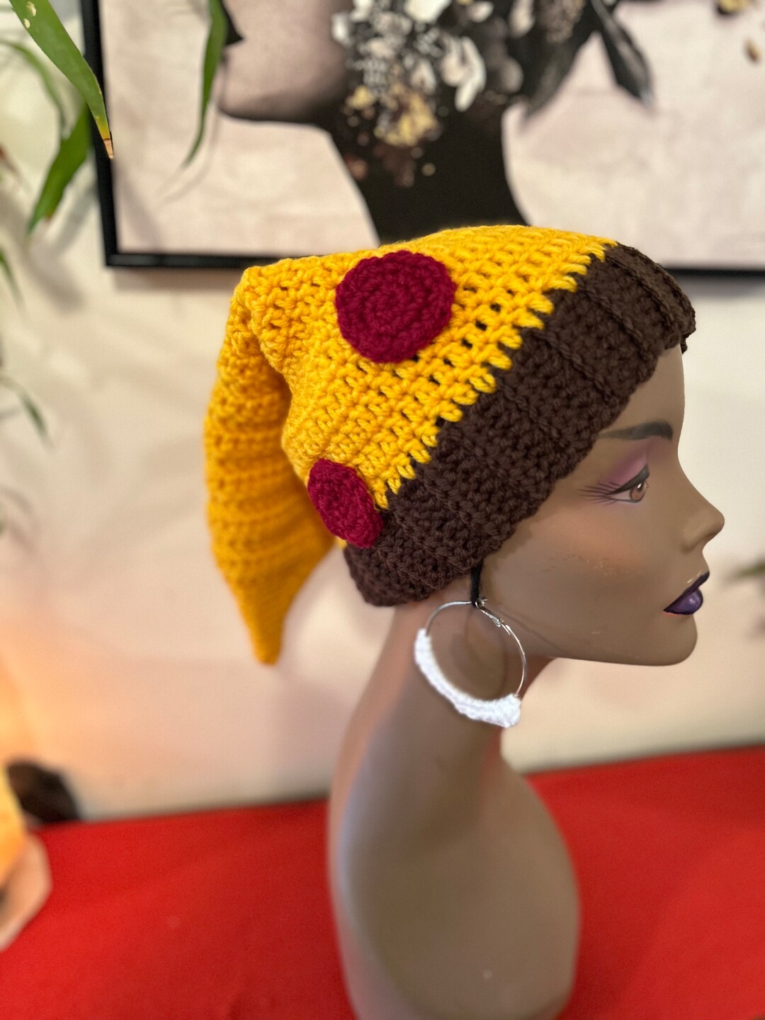 Crochet Pizza Hat, Pizza Slice Crochet Hat, Crochet Hat, Winter Hat ...