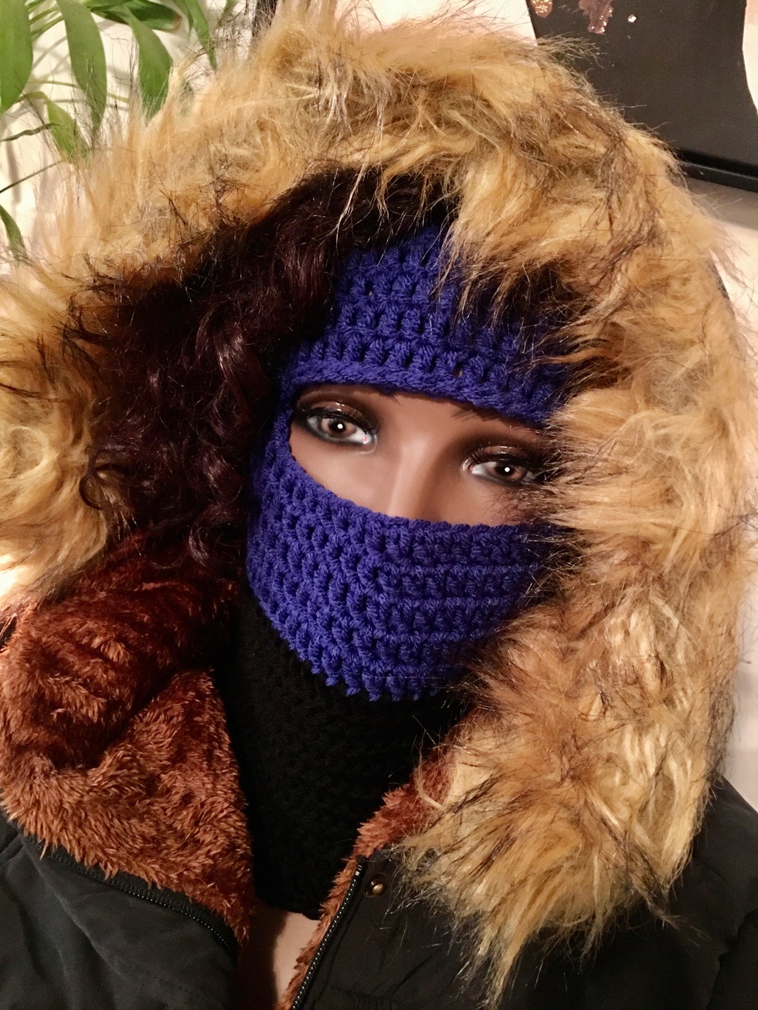 Crochet Winter Sky High Mask, Crochet Face Mask, LOCS Face Mack, Open ...