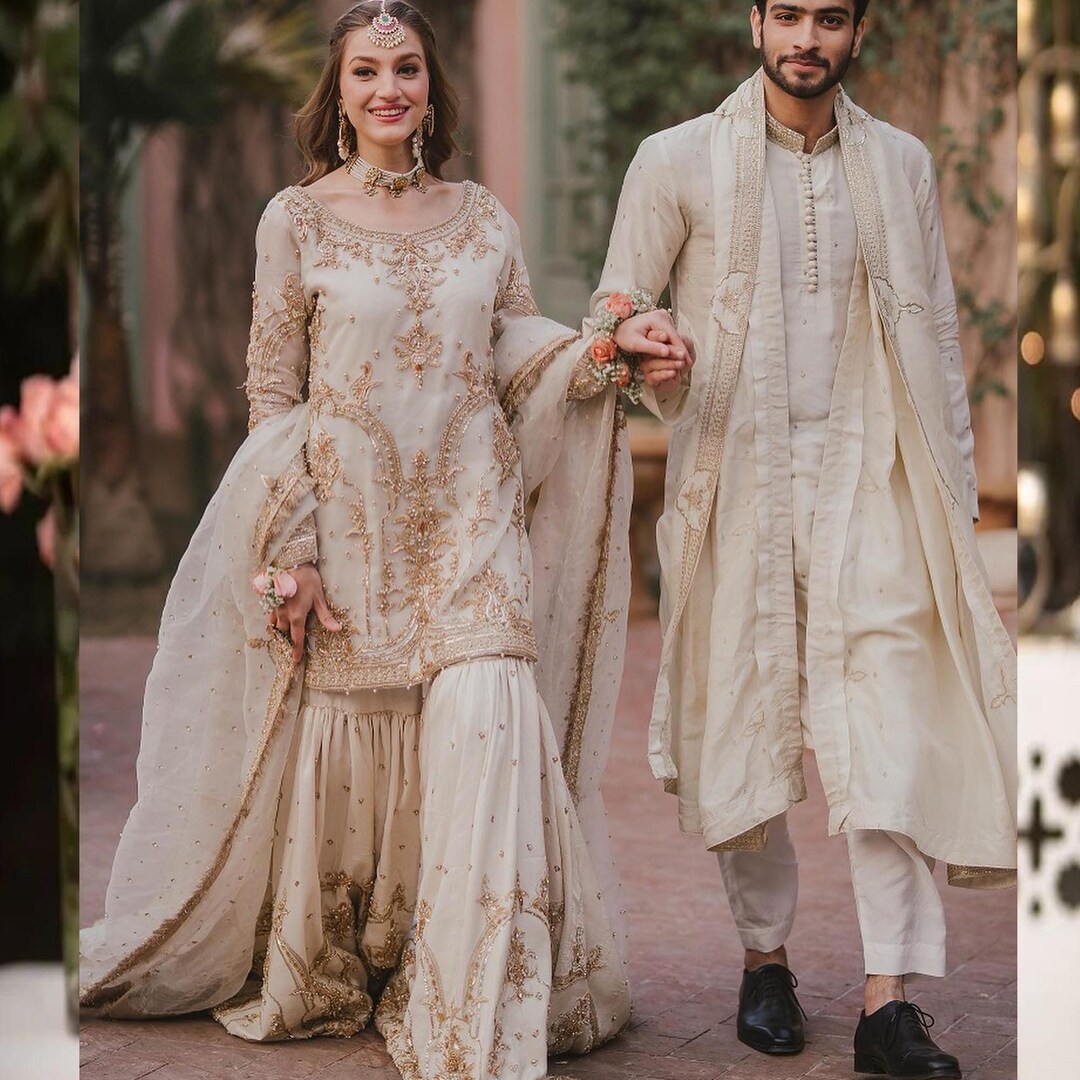 White Gharara for Nikah New Wedding Sharara Suit for Nikkah and Walima ...
