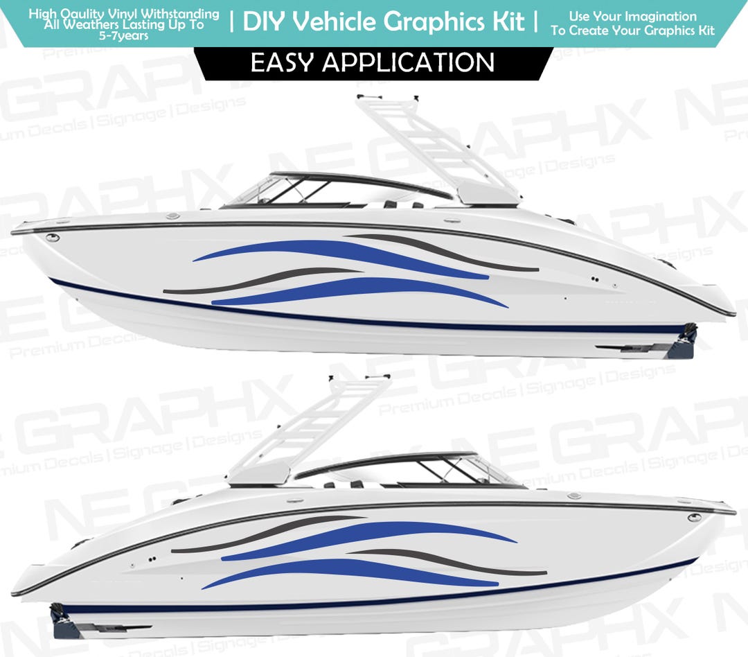Negraphx | Waves Speed Boat / Boat Side Decal Sticker | High Quality ...