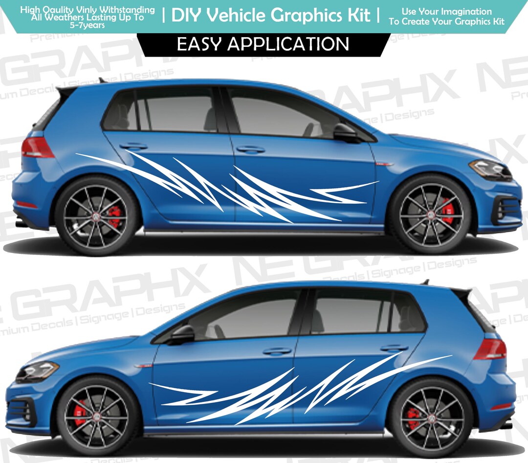 Negraphx | Universal Zig Zag Car Decals, Drift Racing Decal, Car ...