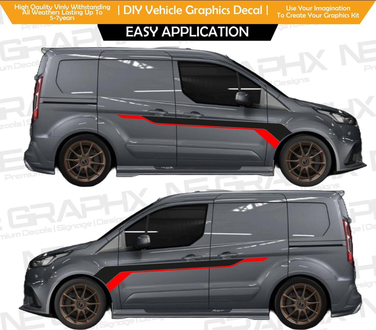 Negraphx | Ford Transit Connect MSRT Side Door Decals | High Quality ...