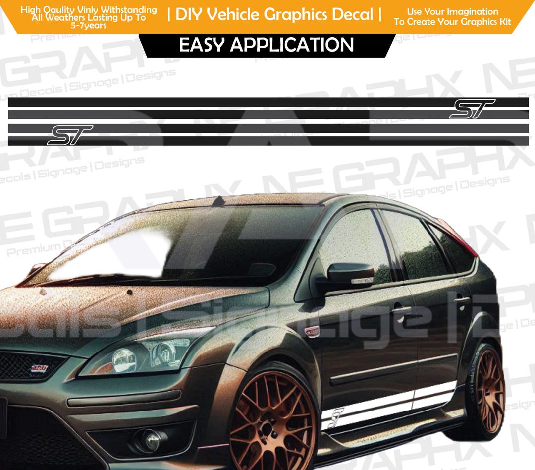 NEGraphx / Franjas laterales para Ford Focus ST MK2 / Calcomanías de ...