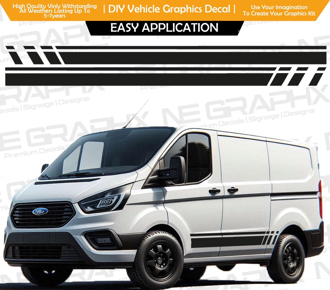 Negraphx | Ford Transit Custom Thick Stuttered Side Stripes | High ...
