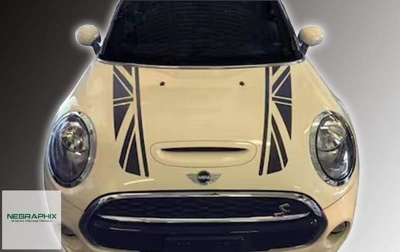 Negraphx | Mini Cooper Union Jack Bonnet Stripes | High Quality Decals ...