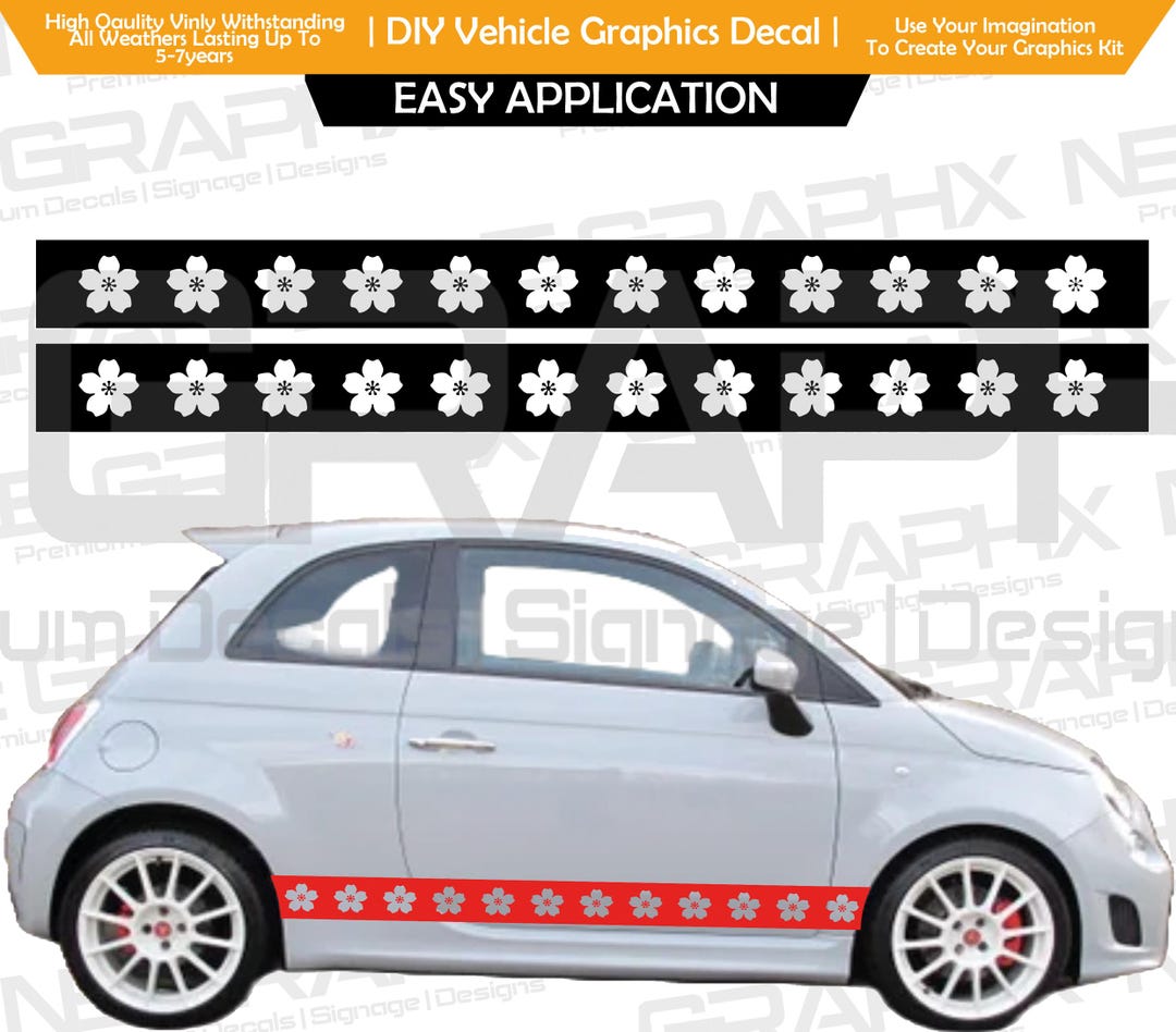 Negraphx | Fiat 500/abarth Cherry Blossom Side Stripes | High Quality ...