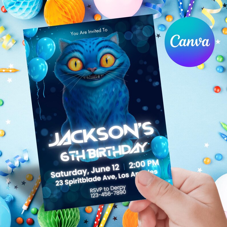KPOP Demon Hunters Saja Boys Derpy Birthday Invitation Template ...