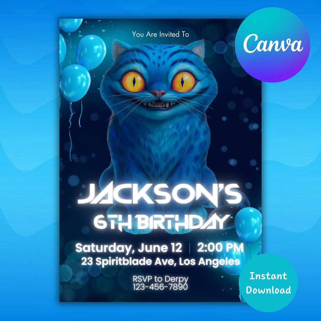 KPOP Demon Hunters Saja Boys Derpy Birthday Invitation Template ...