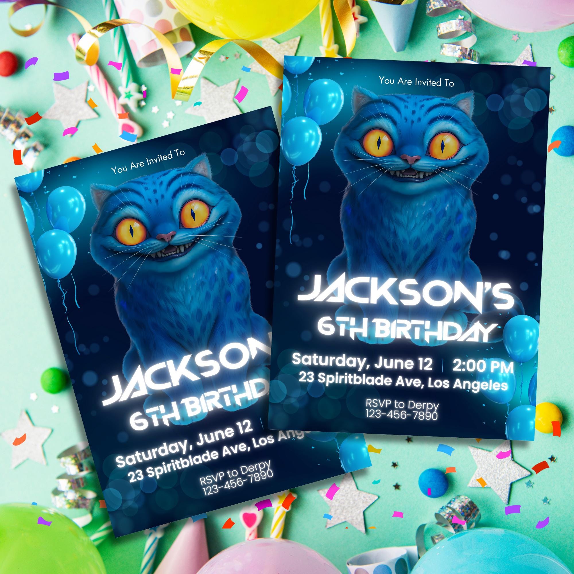 KPOP Demon Hunters Saja Boys Derpy Birthday Invitation Template ...