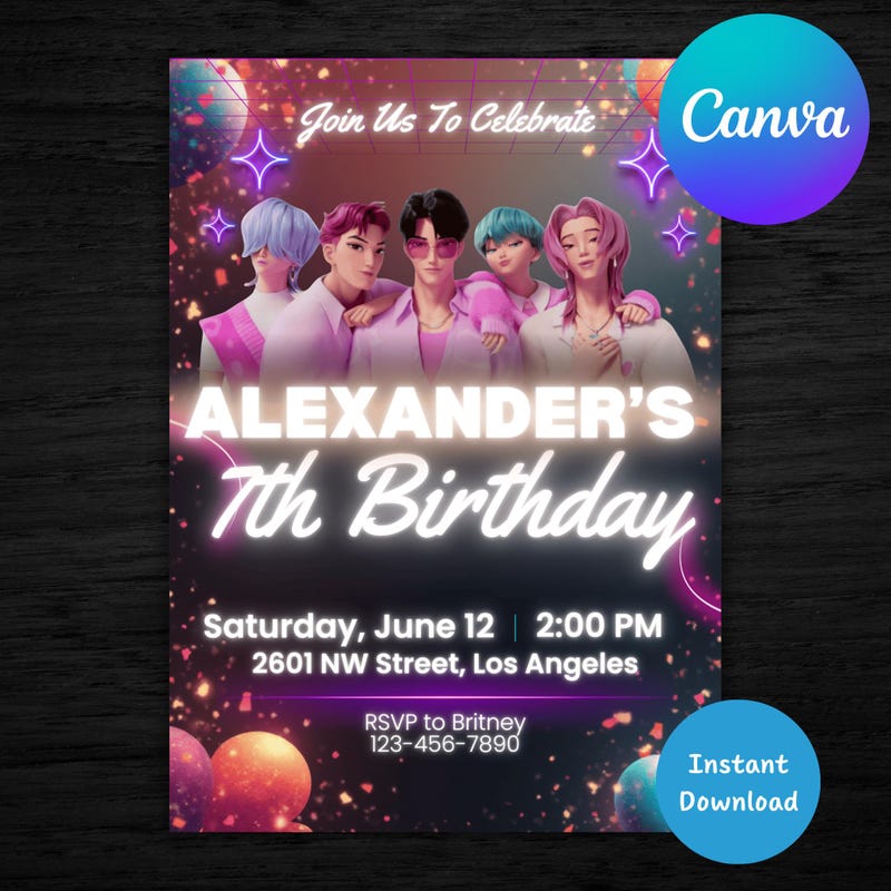 Kpop Invitation Birthday - Etsy