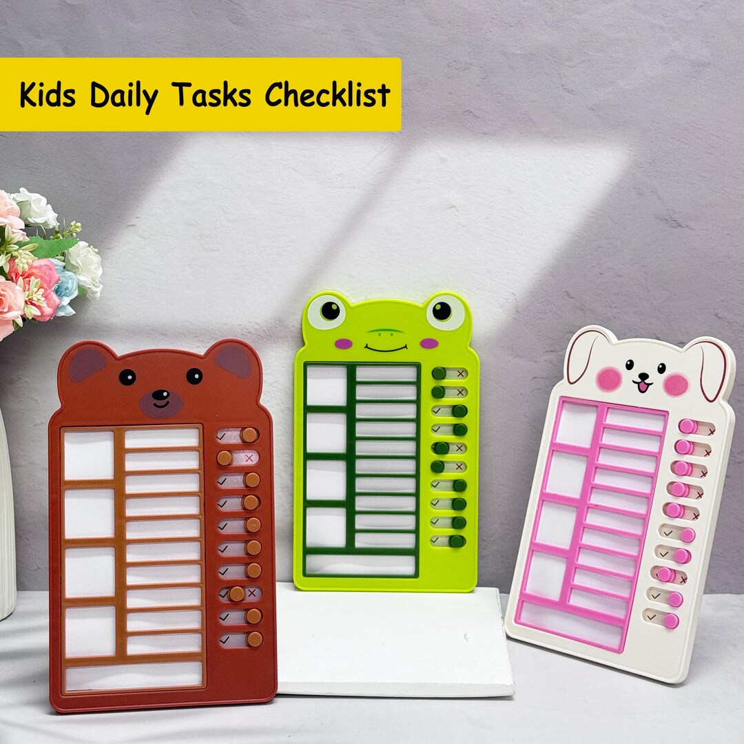 Cute Cartoon Animal Daily Routine Checklist,sliding Daily Routine Chart ...
