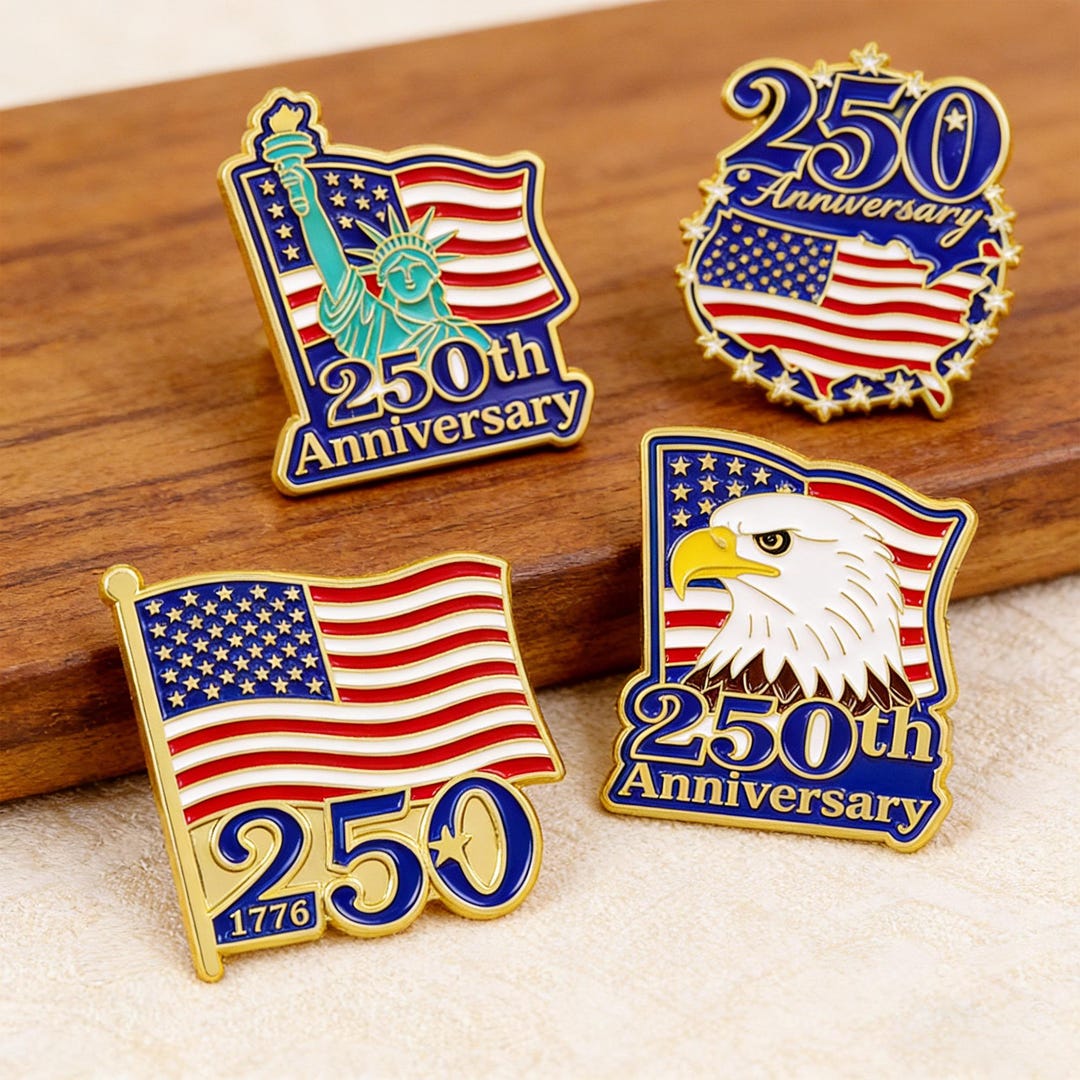 2026 US 250th Anniversary Enamel Pin | American Eagle, USA Flag, Statue ...