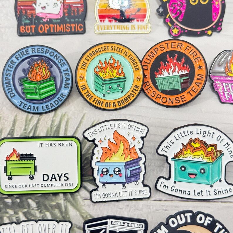 Funny Dumpster Fire Enamel Pin Brooch-chaotic Good&team Spirit ...