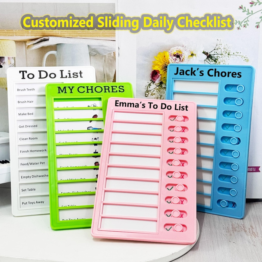 Custom Sliding Daily Routine Chart,chore Chart,kids to Do List,kid ...