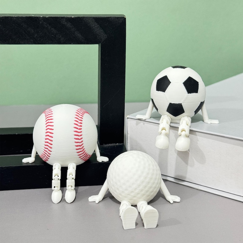 3D Printed Balls Figurine With Legs-basketball,soccer,golf,baseball ...