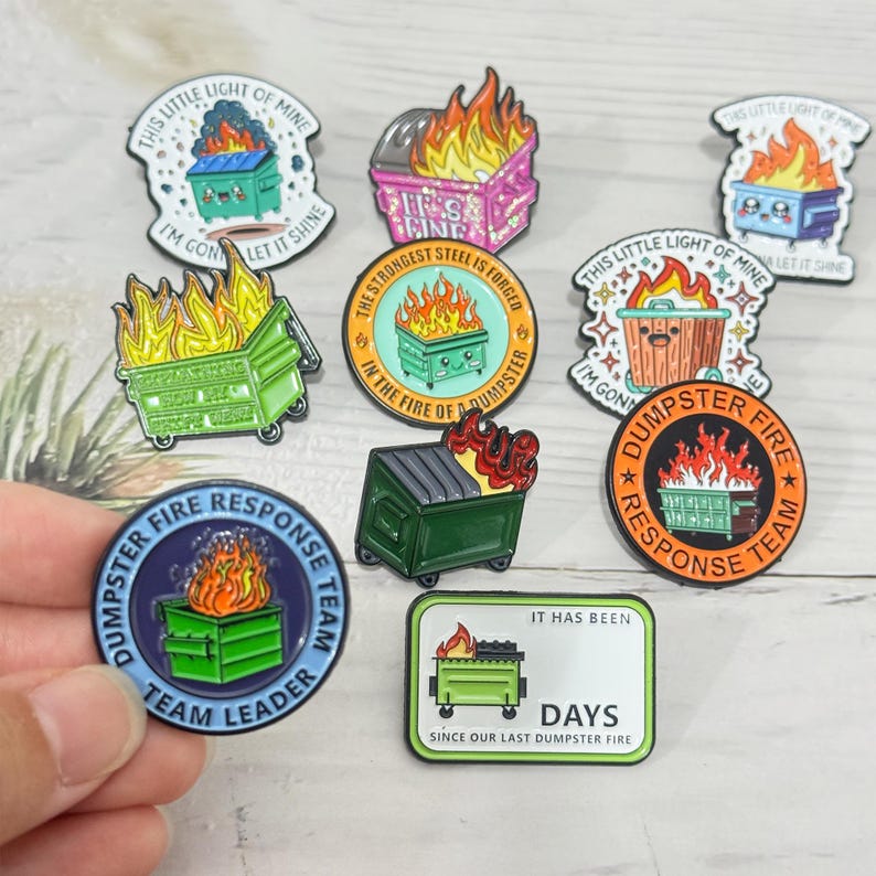 Funny Dumpster Fire Enamel Pin Brooch-chaotic Good&team Spirit ...