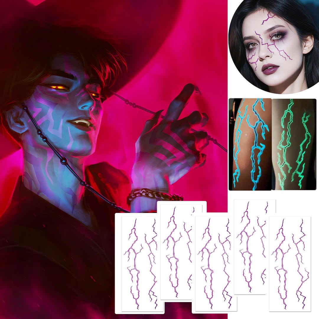 Kpop Demon Hunters Luminous Tattoo Sticker-luminous Blue&green,glow ...