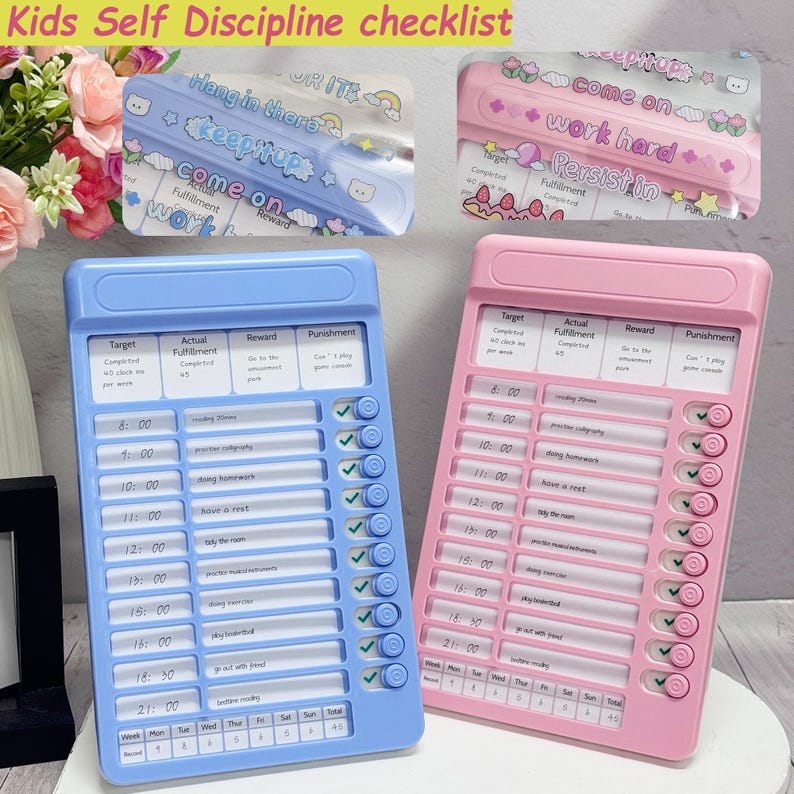 Custom Self Discipline Checklist for Kids,sliding Daily Routine Chart ...