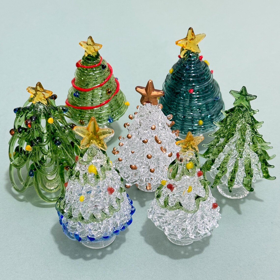 Handmade Stained Glass Christmas Tree Statue,mini Crystal Xmas Tree ...