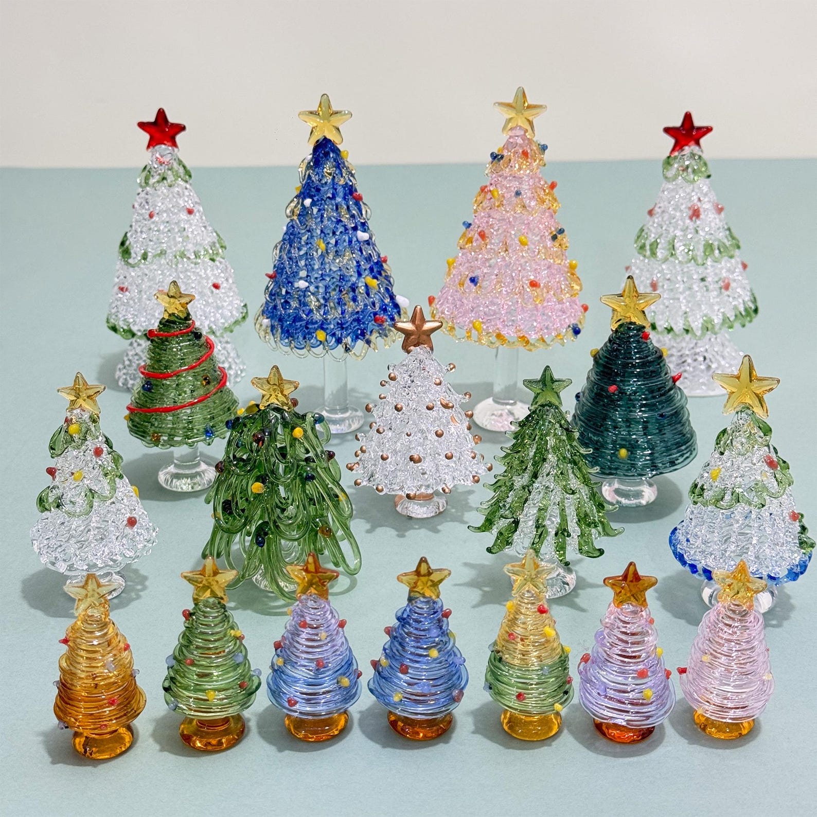 Handmade Stained Glass Christmas Tree Statue,mini Crystal Xmas Tree ...