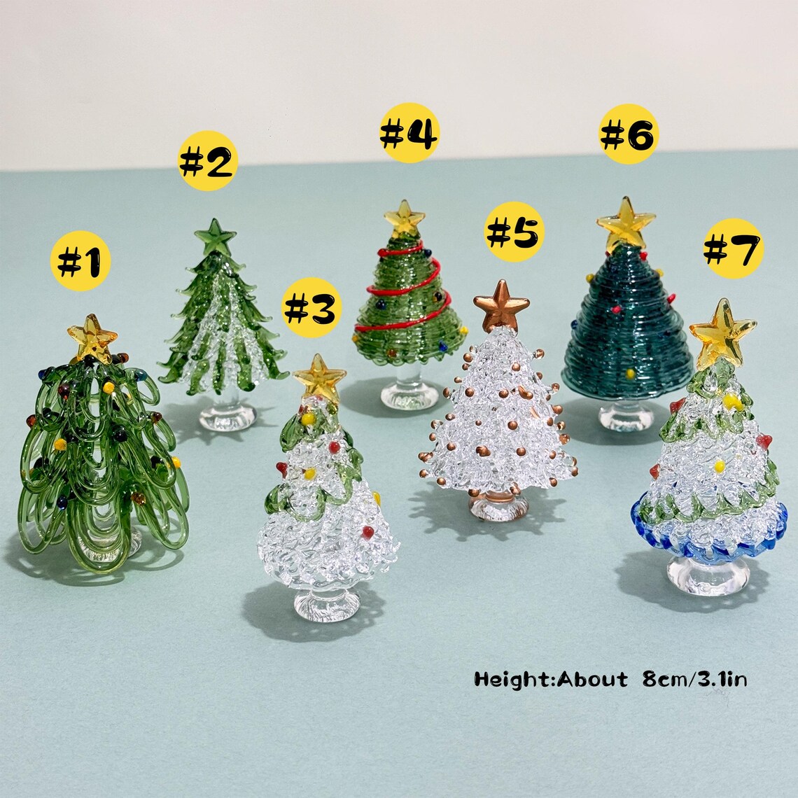 Handmade Stained Glass Christmas Tree Statue,mini Crystal Xmas Tree ...