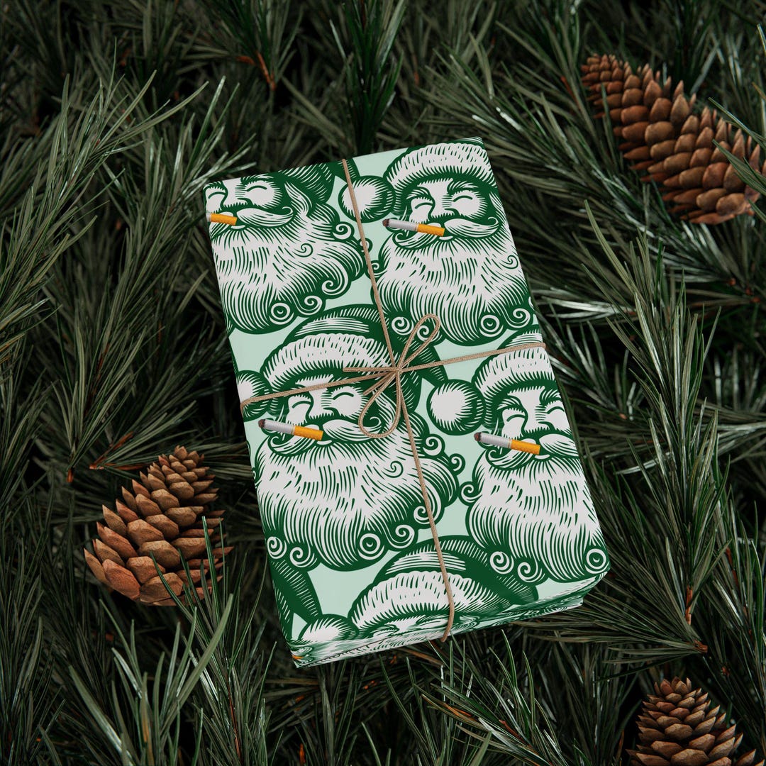 Vintage Santa Cigarette Wrapping Paper | Retro Christmas Pattern ...