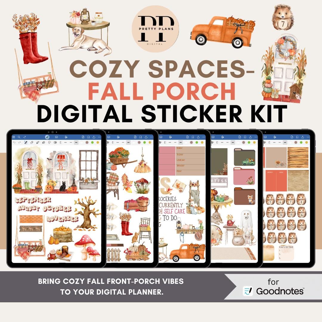 Cozy Fall Digital Sticker Kit | Autumn Goodnotes Stickers | Fall ...