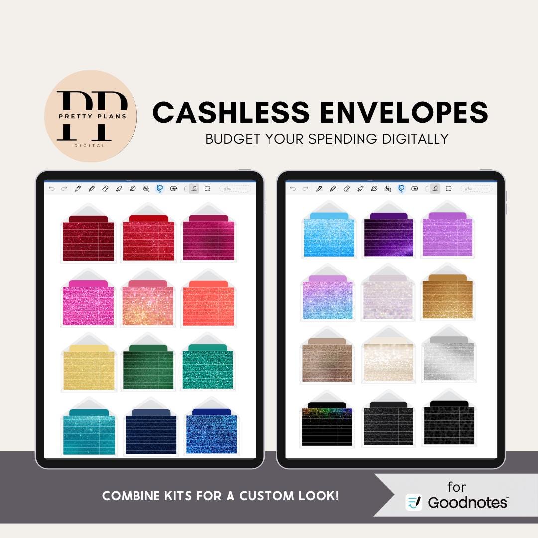 Budget Digital Envelope Stickers for Goodnotes | Cashless Envelopes ...