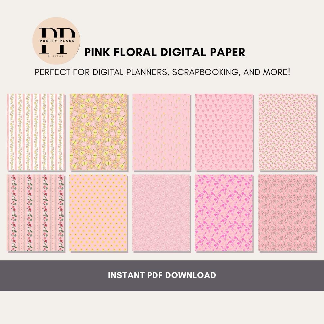 Pink Floral Digital Planner Paper | Aesthetic & Functional Digital ...