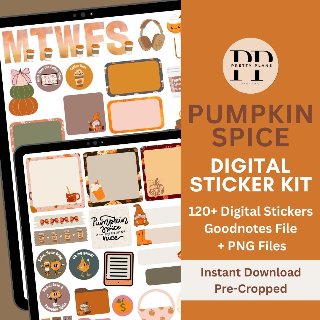 Pumpkin Spice Digital Sticker Kit | 120 Fall Planner Stickers | Pre ...