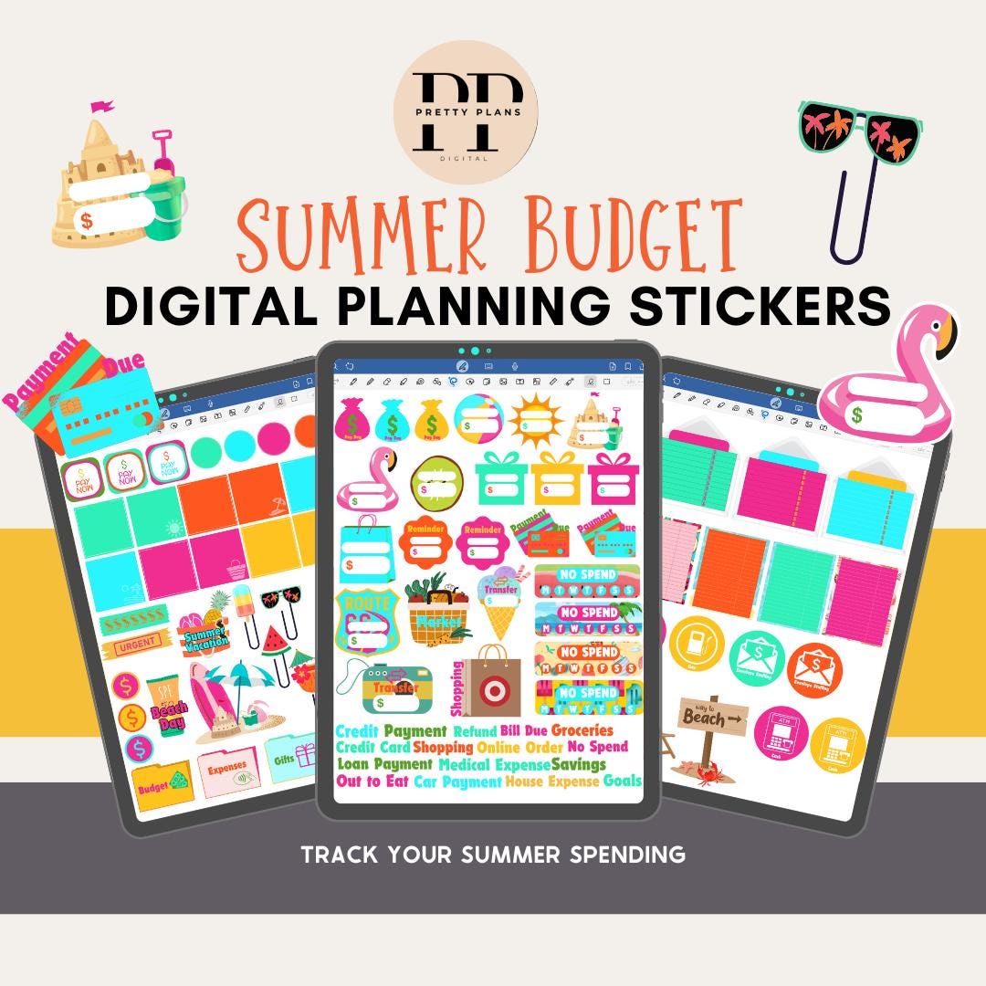 Summer Digital Budget Planner Sticker Kit for Goodnotes | Money ...