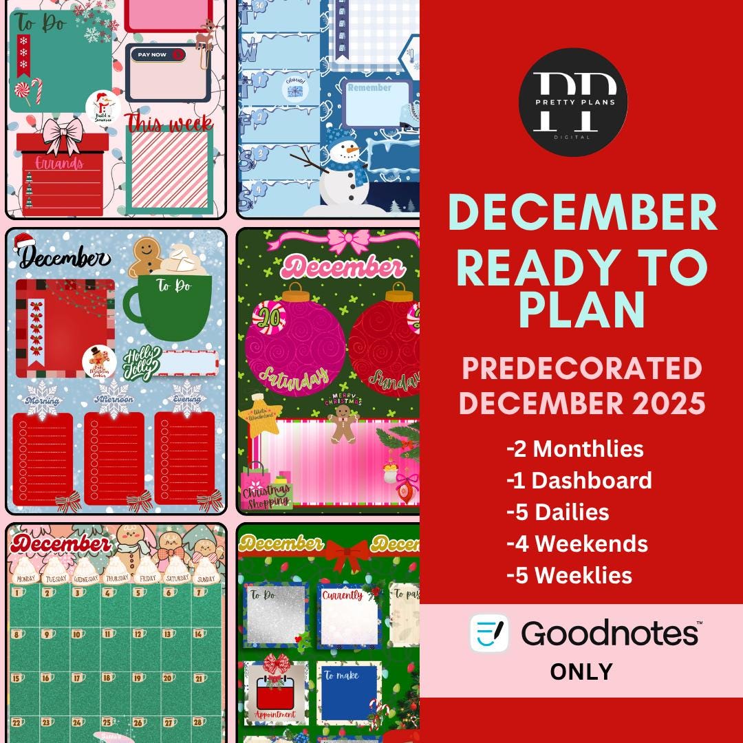 December Predecorated Digital Planner | Goodnotes Stickers and Pages ...