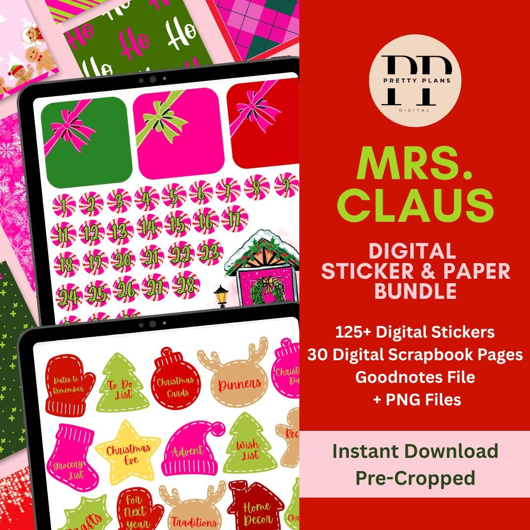Christmas Digital Planner Sticker Bundle | 125+ Christmas Stickers + 30 ...