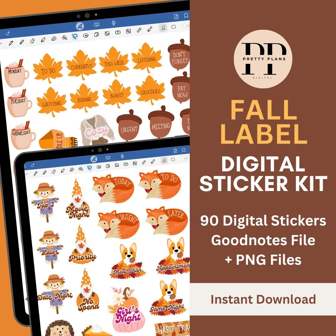 Fall Digital Planner Labels | Autumn Digital Stickers for Goodnotes ...