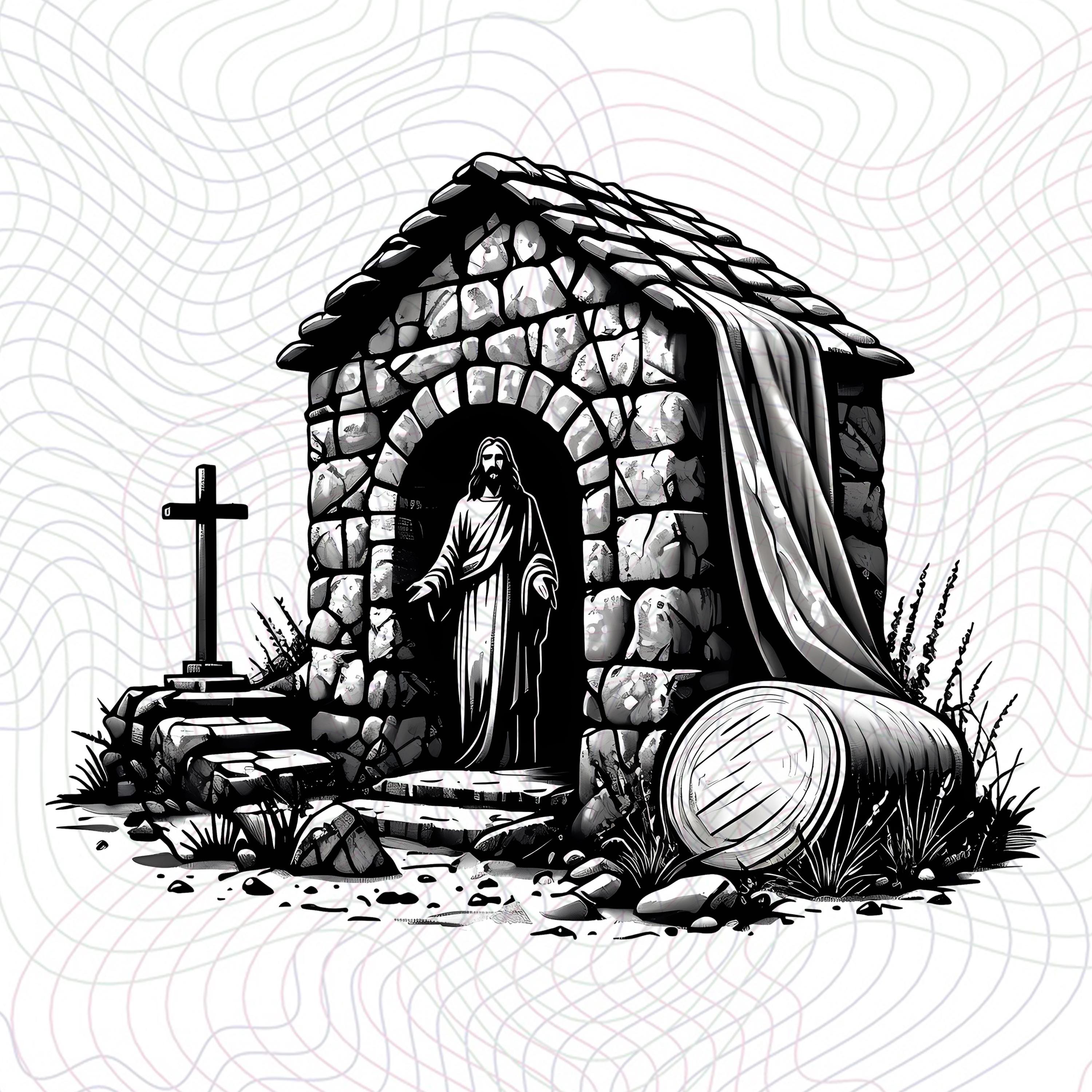 Jesus Coming Out of My Cave PNG File, Christian Easter Rolling Stones ...