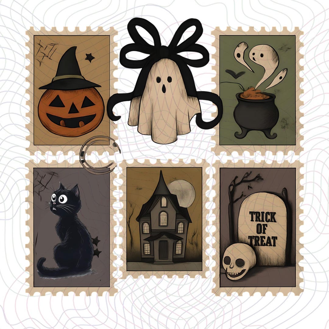 Retro Halloween Black Cat Ghost Png, Pumpkin Halloween Png, Fall Png ...
