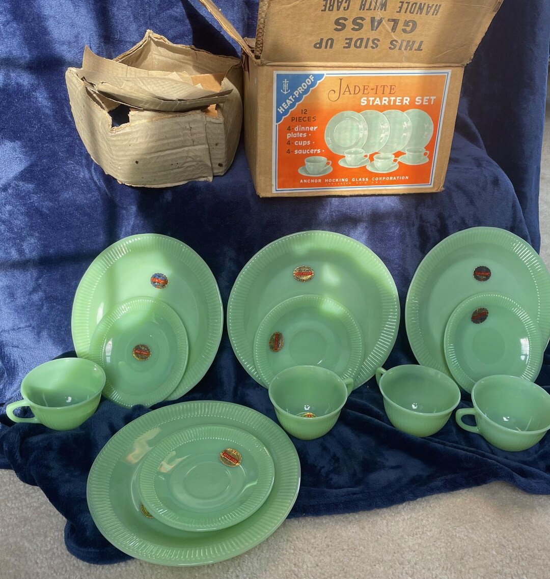 JADE-ITE Starter Set 12 Piece Set, Vintage Jadeite, New in Original Box ...