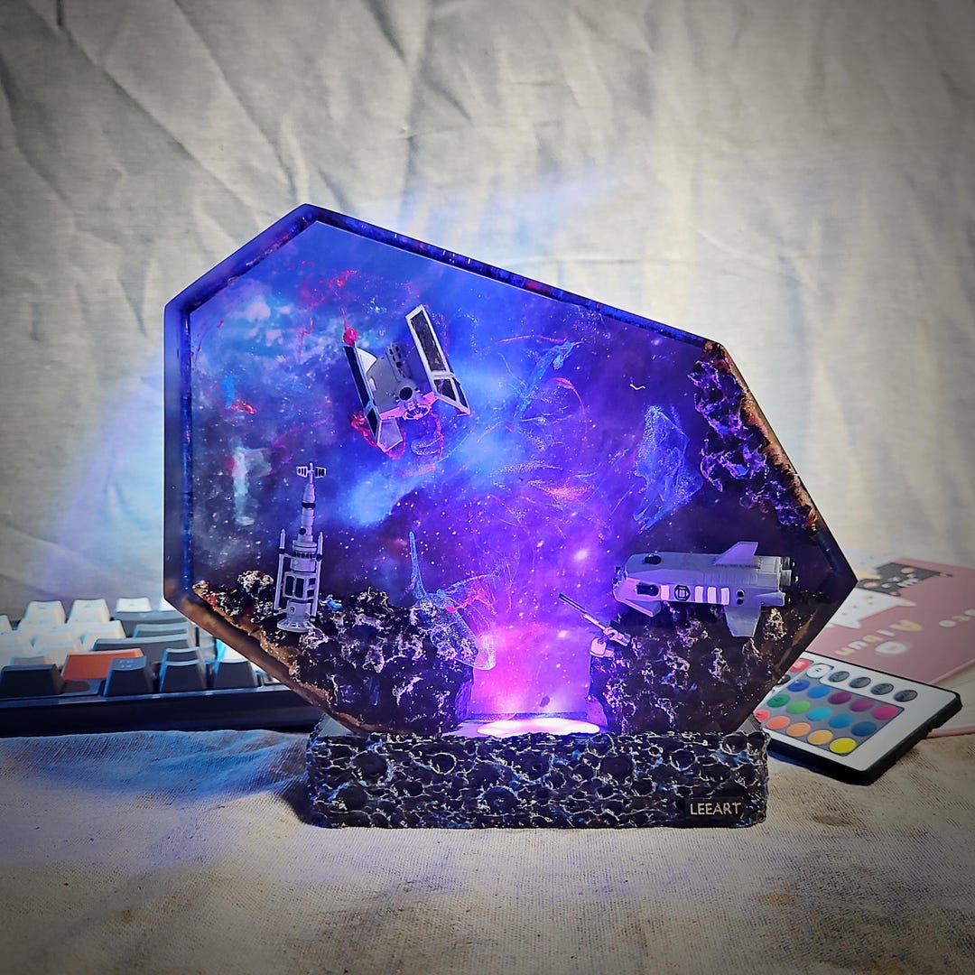 Spaceship Epoxy Resin Lamp,galaxy Handmade Custom Epoxy Lamp, Box Lamp ...