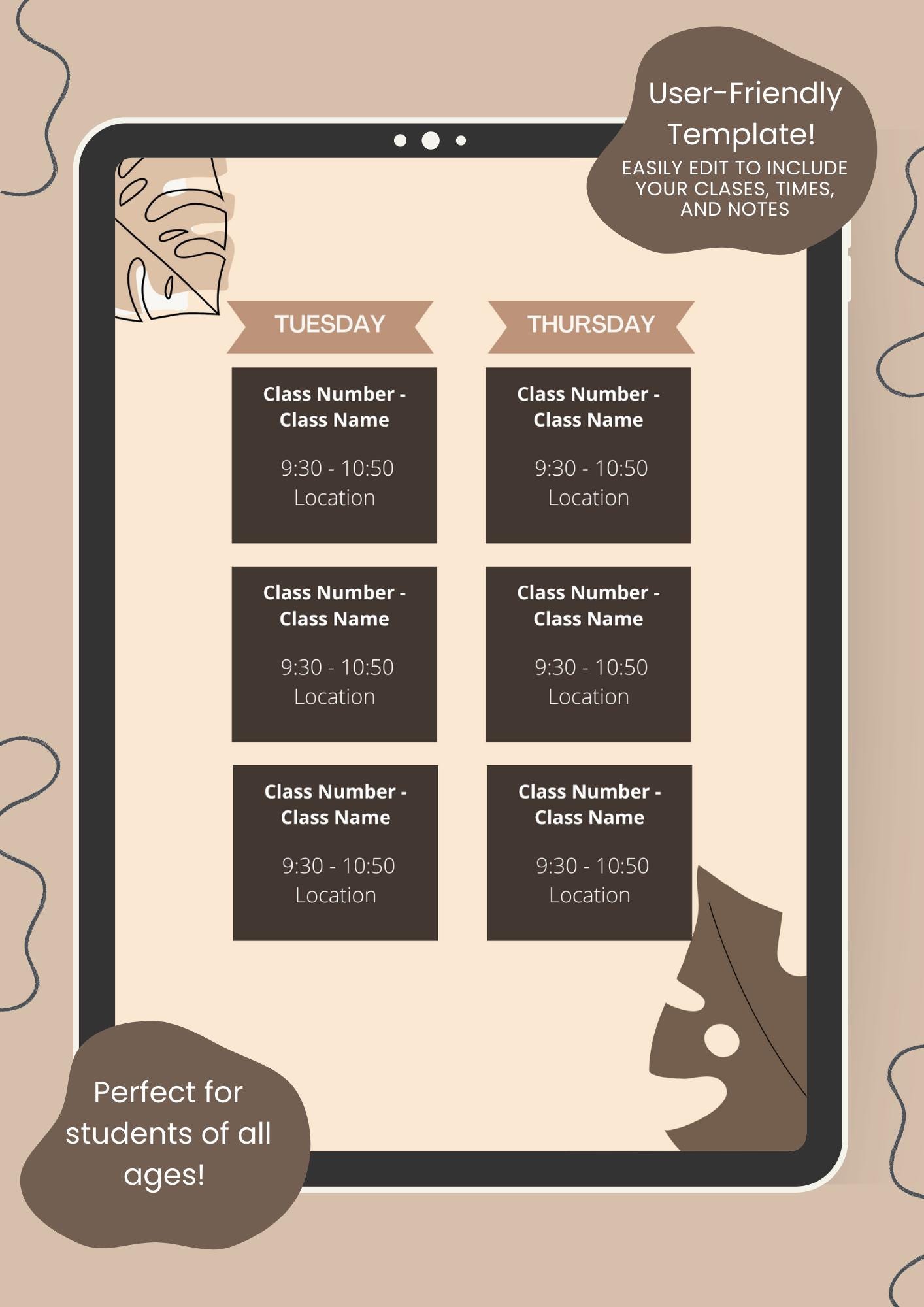 Class Schedule Template for Canva Digital Download Customizable iPhone ...
