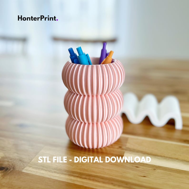 Pen Holder STL File for 3D Printing, Digital Download Pen and Pencil ...