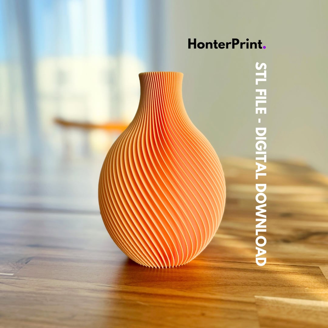 Spiral Vase STL 3D Print File, Digital Download for 3D Printing, Modern ...