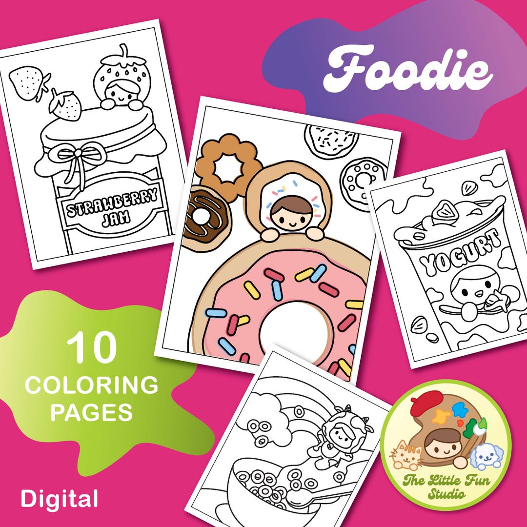 Foodie Combo 2 : Printable Coloring Pages Original Design 10 Pages of ...