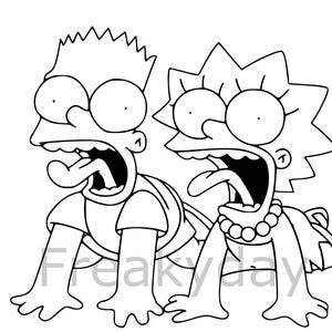 SVG - Bart and Lisa Simpson Shocked - Iconic Cartoon Reaction Design ...