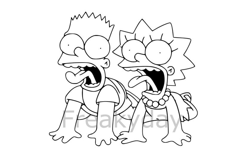 SVG - Bart and Lisa Simpson Shocked - Iconic Cartoon Reaction Design ...