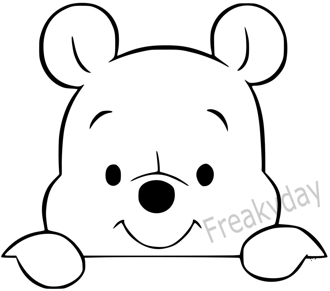 SVG - Winnie the Pooh Peeking - Cute Cartoon Bear Illustration ...