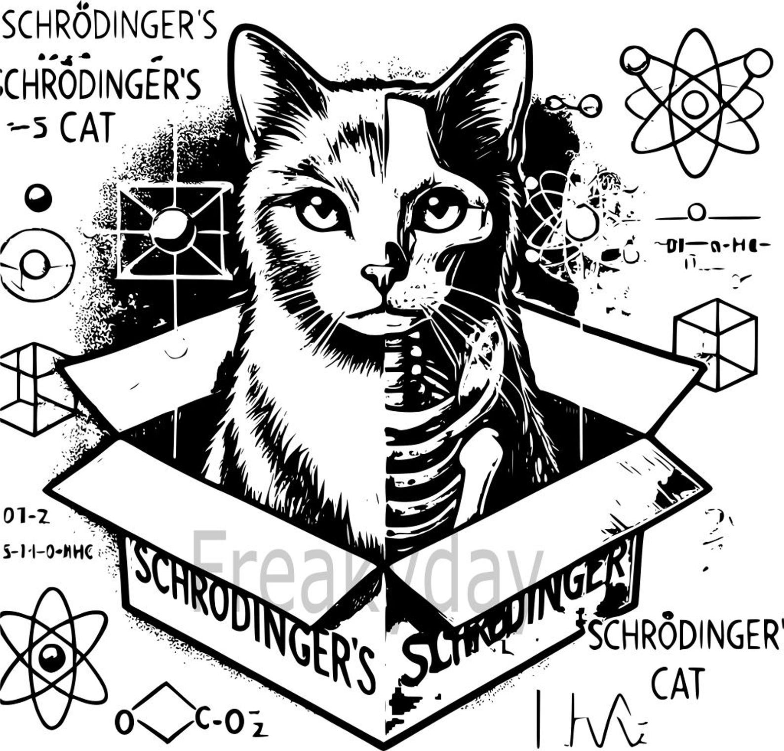 SVG - Schrödinger's Cat - Iconic Quantum Physics Thought Experiment ...
