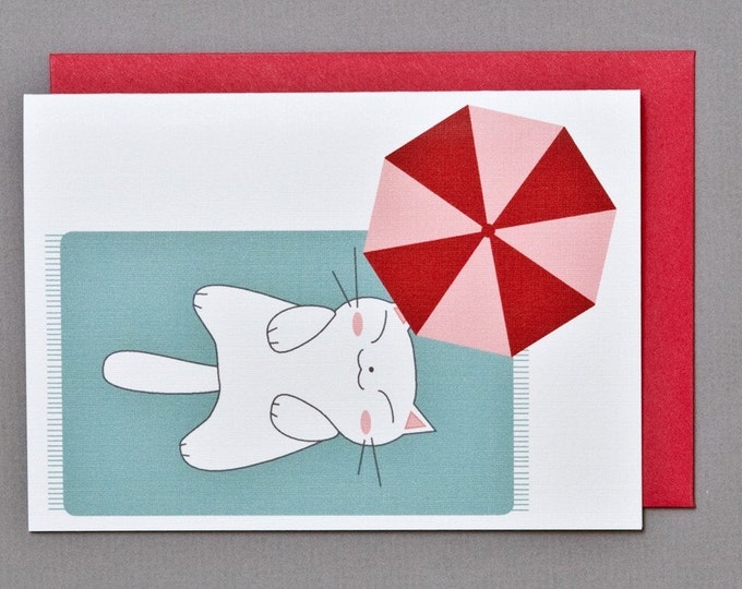 White Cat happy Birthday 4-bar Folded Card - Etsy