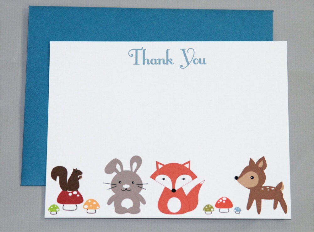 Woodland Animals Birthday Thank You A2 Flat Note Cards choose - Etsy