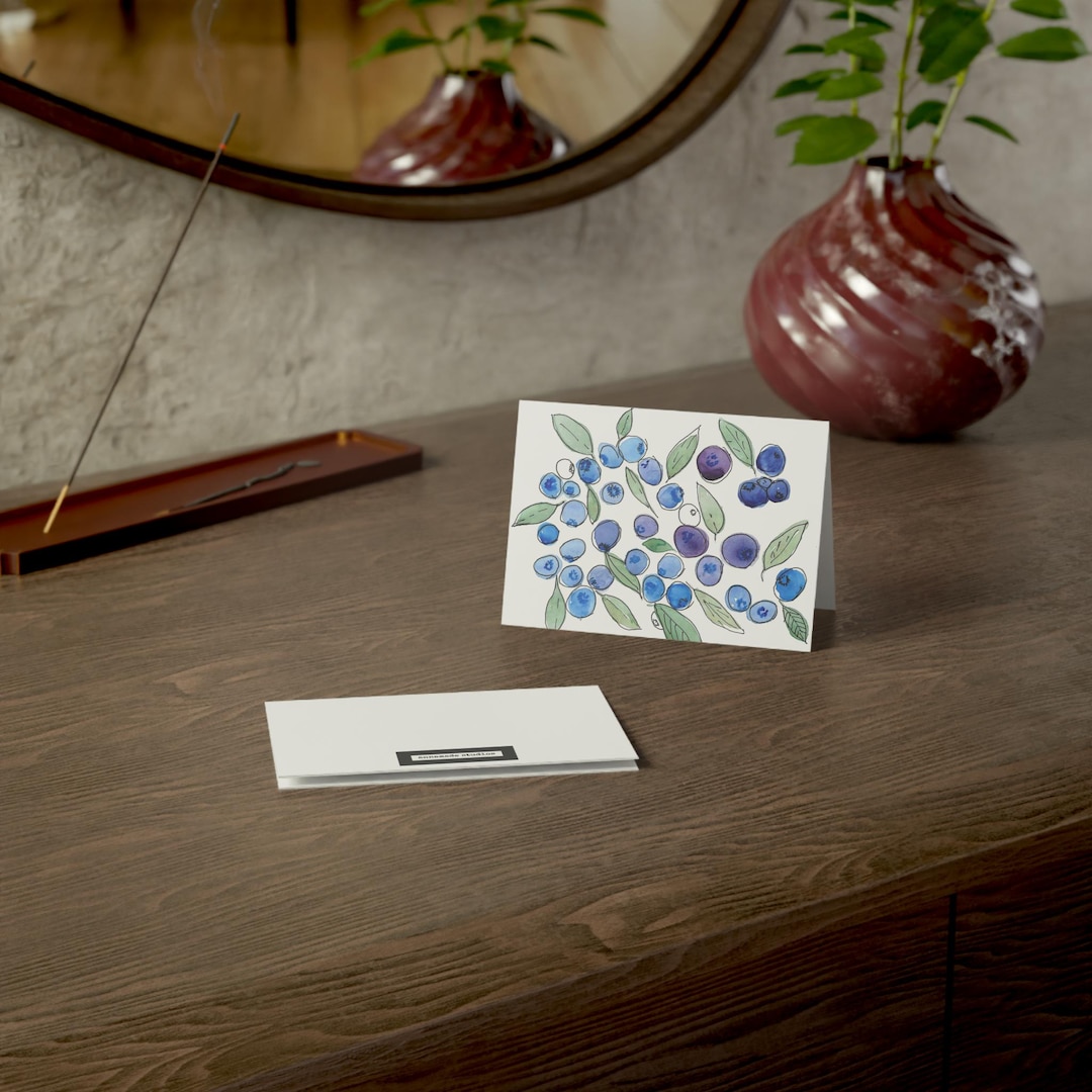 Blueberry Watercolor - Greeting Cards (10,pcs) - Blank Inside ...