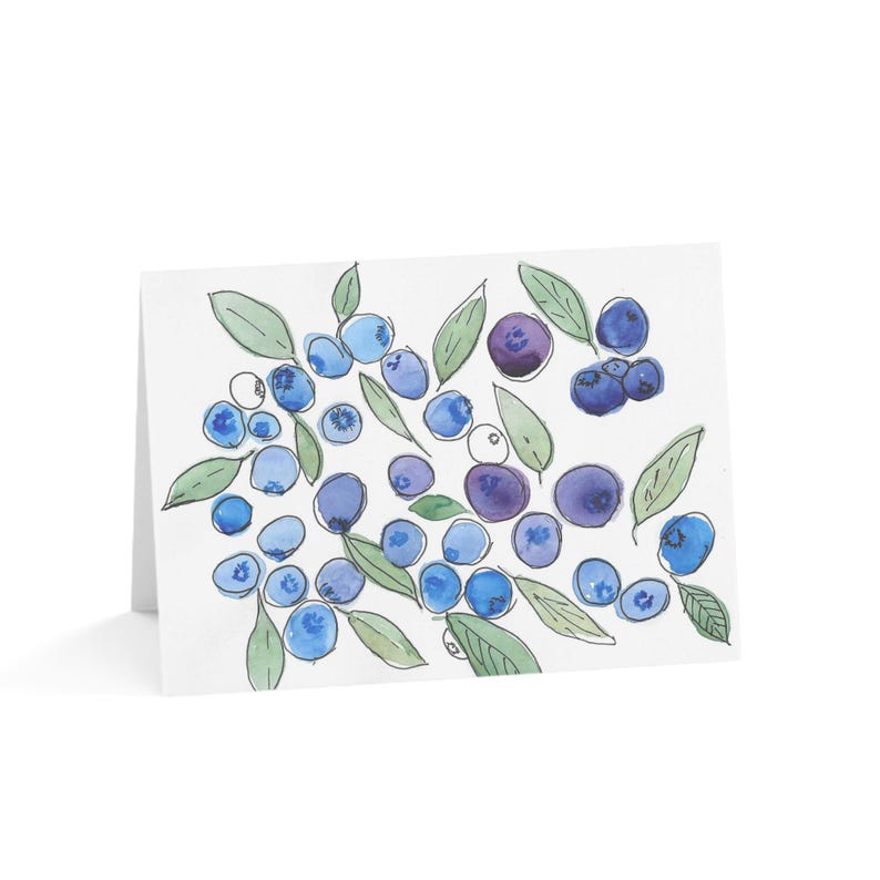 Blueberry Watercolor - Greeting Cards (10,pcs) - Blank Inside ...